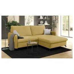 Ecksofa Inosign "Leilani" Sofas Gr. B/H/T: 228cm x 95cm x 176cm, Struktur, Recamiere beidseitig montierbar, gelb Recamiere beidseitig montierbar, mit Bettfunktion und Bettkasten