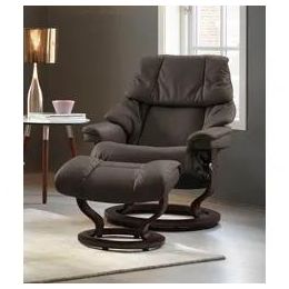 Relaxsessel stressless "Reno" Sessel Gr. Leder BATICK, Classic Base Braun-M, Relaxfunktion-Drehfunktion-PlusTMSystem-Gleitsystem, B/H/T: 79cm x 98cm x 75cm, braun (brown batick) mit Hocker, Classic Base, Größe S, M & L, Gestell Braun