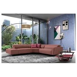 Ecksofa Egoitaliano Sofas Gr. B/H/T: 314cm x 96cm x 284cm, Luxus-Microfaser BLUSH, Recamiere links-Relaxelement rechts, mit Relaxfunktion, braun (chedar wood) mit Relaxfunktion und verstellbaren Kopfteilelementen