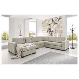 Wohnlandschaft Places of Style "Summer U-Form" Sofas Gr. B/H/T: 323cm x 80cm x 253cm, Struktur, Ottomane beidseitig montierbar-Recamiere beidseitig montierbar, beige Ottomane Recamiere beidseitig montierbar.