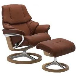 Relaxsessel stressless "Reno" Sessel Gr. Leder PALOMA, Signature Base Eiche, Relaxfunktion-Drehfunktion-PlusTMSystem-Gleitsystem-BalanceAdaptTM, B/H/T: 79cm x 99cm x 75cm, braun (copper paloma) mit Signature Base, Größe S, M & L, Gestell Eiche