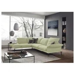 Ecksofa W.Schillig "sherry, Designsofa mit tollem Sitzkomfort, elegant und zeitlos, L-Form", grün (light grün v39), B:302cm H:81cm T:230cm, Longlife Xtra-Leder Z69: Das feinnarbige, gedeckte Softleder Z69 besticht durch seine außergewöhnliche Weichheit im trendigen u00bbVintage-Looku00ab, Hautstärke 0, 9 - 1, 1 mm, Schlingenpolgewebe W82 (74% Polyacryl, 26% Polyester), Chenillegewebe V34 (52% Poly