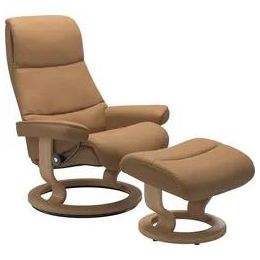 Relaxsessel stressless "View" Sessel Gr. Leder PALOMA, Cross Base Eiche, Relaxfunktion-Drehfunktion-PlusTMSystem-Gleitsystem, B/H/T: 91cm x 109cm x 83cm, braun (taupe paloma) mit Classic Base, Größe L,Gestell Eiche