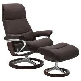 Relaxsessel stressless "View" Sessel Gr. Leder PALOMA, Cross Base Braun, Relaxfunktion-Drehfunktion-PlusTMSystem-Gleitsystem-BalanceAdaptTM, B/H/T: 78cm x 108cm x 78cm, braun (chocolate paloma) mit Signature Base, Größe S,Gestell Braun