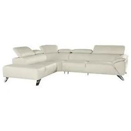 Ecksofa NICOLETTI HOME Sofas Gr. B/H/T: 285cm x 72cm x 227cm, Leder TOUCH, Ottomane links, beige (ghiaccio) Breite 285cm, mit verstellbarer Kopfstütze, Ottomane links oder rechts