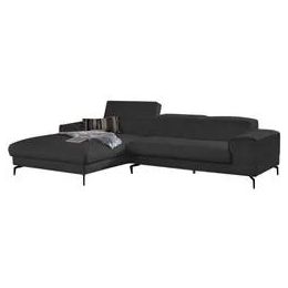 Ecksofa W.Schillig "piedroo" Sofas Gr. B/H/T: 303cm x 70cm x 193cm, Longlife Xtra-Leder Z59, Longchair links, mit Kopfteilverstellung-ohne Sitztiefenverstellung, grau (graphit z59) Kopfteilverstellung, wahlweise mit Sitztiefenverstellung, Breite 303cm