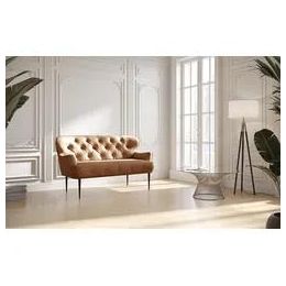 2-Sitzer Places of Style Sofas Gr. B/H/T: 153cm x 97cm x 87cm, Luxus-Microfaser Vintageoptik, braun (cognac) mit Knopfheftung,in verschieden Stoffarten