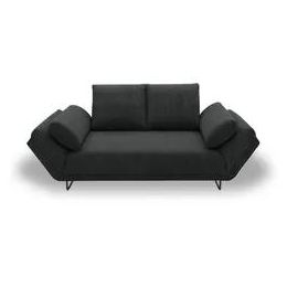 Schlafsofa Inosign "Jadelyn mit klappbaren Armlehnen" Sofas Gr. B/T: 250cm x 97cm, Cord, grau (anthrazit) Federkern, Cord-Bezug, incl. 2 Armlehnkissen, Liegefläche 97x250 cm