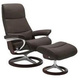 Relaxsessel stressless "View" Sessel Gr. Leder BATICK, Cross Base Braun, Relaxfunktion-Drehfunktion-PlusTMSystem-Gleitsystem-BalanceAdaptTM, B/H/T: 78cm x 108cm x 78cm, braun (braun batick) mit Signature Base, Größe S,Gestell Braun