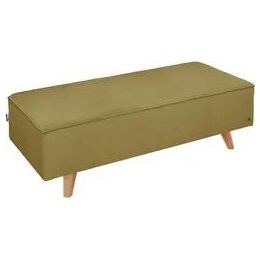 Hocker Tom Tailor HOME "NORDIC CHIC" Gr. B/H/T: 137cm x 42cm x 61cm, Samtstoff STC, beige (gold mustard stc 13) Polsterhocker mit Kedernaht, Breite 137 cm, Füße Buche natur