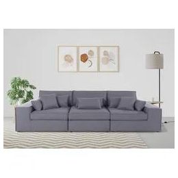 3-Sitzer RAUM.ID "Florid" Sofas Gr. B/H/T: 280cm x 75cm x 100cm, Struktur fein, grau (hellgrau) 3 Teile, bestehend aus Modulen, viele Bezugsqualitäten, auch in Cord