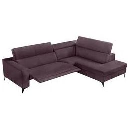 Ecksofa Egoitaliano "Edith, Designsofa mit hohem Sitzkomfort, L-Form" Sofas Gr. B/H/T: 269cm x 96cm x 203cm, Luxus-Microfaser BLUSH, Ottomane rechts, lila (plum) inkl. elektrischer Relaxfunktion und manuell verstellbaren Kopfteilen