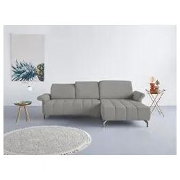 Ecksofa Inosign "Fresh L-Form" Sofas Gr. B/H/T: 281cm x 79cm x 185cm, Chenille-Optik, mega-Recamiere rechts, ohne Armteilverstellung-ohne Kopfteilverstellung, grau (hellgrau) Federkern, wahlweise Kopfteilverstellung und motorischer Vorziehsitz