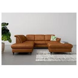 Sit & More Ecksofa SIT & MORE "Maggiore L-Form", braun (cognac), B:261cm H:88cm T:224cm, 100% Polyester, Sofas, wahlweise mit Kopfteilverstellung, Bettfunktion und Stauraum