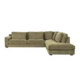 Ecksofa furninova "Grande" Sofas Gr. B/H/T: 321cm x 84cm x 271cm, Velours EROS, Ottomane rechts, grün (seagrass) besonders guter Komfort durch lose, doppelte Rückenkissen