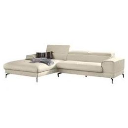 Ecksofa W.Schillig "piedroo" Sofas Gr. B/H/T: 303cm x 70cm x 193cm, Longlife Xtra-Leder Z59, Longchair links, mit Kopfteilverstellung-ohne Sitztiefenverstellung, grau (eisgrau z59) Kopfteilverstellung, wahlweise mit Sitztiefenverstellung, Breite 303cm