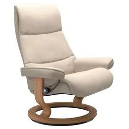 Relaxsessel stressless "View" Sessel Gr. Struktur fein JASMINE, Cross Base Eiche, Relaxfunktion-Drehfunktion-PlusTMSystem-Gleitsystem, B/H/T: 91cm x 109cm x 83cm, beige (beige jasmine) mit Classic Base, Größe L,Gestell Eiche