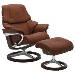 Relaxsessel stressless "Reno" Sessel Gr. Leder PALOMA, Signature Base Braun-S, Relaxfunktion-Drehfunktion-PlusTMSystem-Gleitsystem-BalanceAdaptTM, B/H/T: 79cm x 99cm x 75cm, braun (copper paloma) mit Hocker, Signature Base, Größe S, M & L, Gestell Braun