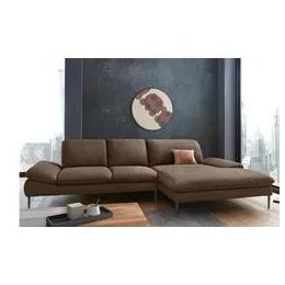 Ecksofa W.Schillig "enjoy&MORE" Sofas Gr. B/H/T: 340cm x 87cm x 185cm, Stoff S37, Recamiere rechts, mit Kopfteilverstellung-mit Armlehnenverstellung-mit Sitztiefenverstellung, braun (mocca s37) Sitztiefenverstellung, Füße schwarz pulverbeschichtet, Breite 340 cm