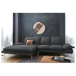 Ecksofa W.Schillig "enjoy&MORE" Sofas Gr. B/H/T: 310cm x 87cm x 185cm, Longlife Xtra-Leder Z59, Recamiere links, mit Kopfteilverstellung-mit Armlehnenverstellung-mit Sitztiefenverstellung, schwarz (schwarz z59) mit Sitztiefenverstellung, Füße silber matt, Breite 310 cm