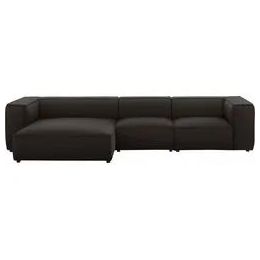 Ecksofa W.Schillig "around-the-block" Sofas Gr. B/H/T: 341cm x 66cm x 164cm, Longlife Xtra-Leder Z59, Longchair links, braun (braun z59) mit eleganter Biese, Federkern, Breite 341 cm