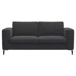 2-Sitzer FLEXLUX "Fiore" Sofas Gr. B/H/T: 164cm x 85cm x 92cm, Lederoptik, grau (shark grau) breite Armlehnen, Kaltschaum, Füße Alu+schwarz