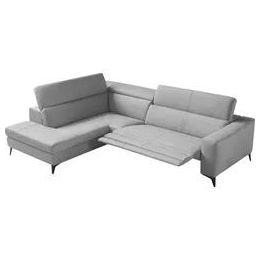 Ecksofa Egoitaliano "Edith, Designsofa mit hohem Sitzkomfort, L-Form" Sofas Gr. B/H/T: 269cm x 96cm x 203cm, Leder BULL, Ottomane links, grau (stone) inkl. elektrischer Relaxfunktion und manuell verstellbaren Kopfteilen