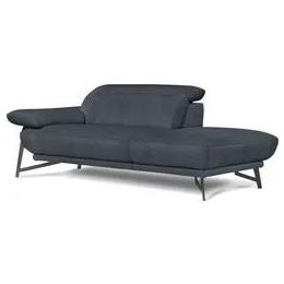 Ottomane Egoitaliano "Anais, Designsofa mit hohem Sitzkomfort, Designfuß" Sofas Gr. B/H/T: 179cm x 74cm x 106cm, Luxus-Microfaser, Ottomane rechts, Armlehne links, grau (dunkelgrau) Solitärmöbel als Blickfang, inkl. verstellbarer Kopfstützen