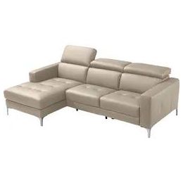 Ecksofa Egoitaliano "Matt, erstklassiger Sitzkomfort, aufwendige Detailverarbeitung, L-Form" Sofas Gr. B/H: 247cm x 100cm, Leder BULL, Recamiere links, weiß (paper) mit verstellbaren Kopfteilen zum Relaxen