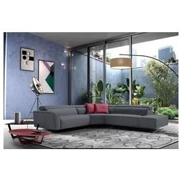 Ecksofa Egoitaliano Sofas Gr. B/H/T: 314cm x 96cm x 284cm, Luxus-Microfaser BLUSH, Recamiere rechts-Relaxelement links, mit Relaxfunktion, grau (charcoal) mit Relaxfunktion und verstellbaren Kopfteilelementen