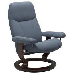 Relaxsessel stressless "Consul" Sessel Gr. Leder PALOMA, Classic Base Braun, PlusTMSystem-Gleitsystem-Relaxfunktion-Drehfunktion-Kopfstützenverstellung-Rückteilverstellung, B/H/T: 72cm x 94cm x 70cm, blau (sparrow blue paloma) mit Classic Base, Größe S, Gestell Braun