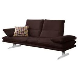 2,5-Sitzer W.Schillig "broadway" Sofas Gr. B/H/T: 236 cm x 94 cm x 96 cm, Stoff S37, Longchair links, mit Sitztiefenverstellung-ohne Kopfteilverstellung-ohne Seitenteilverstellung, braun (espresso s37) Sitztiefenverstellung, Kopfteil- & Seitenteilverstellung, Breite 236cm