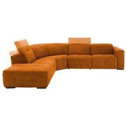 Ecksofa Egoitaliano "Sauvanne" Sofas Gr. B/H/T: 300 cm x 100 cm x 274 cm, Luxus-Microfaser Lederoptik, Ottomane links, Ohne elektrische Relaxfunktion, braun (cognac) wahlweise mit elektrischer Relaxfunktion, Kopfteilverstellung