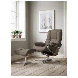 Relaxsessel stressless "Mayfair" Sessel Gr. Leder BATICK, Cross Base Eiche, Relaxfunktion-Drehfunktion-PlusTMSystem-Gleitsystem-BalanceAdaptTM, B/H/T: 92cm x 103cm x 79cm, braun (mole batick) mit Hocker, Cross Base, Größe S, M & L, Holzakzent Eiche