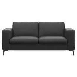 2-Sitzer FLEXLUX "Fiore" Sofas Gr. B/H/T: 164cm x 85cm x 92cm, Echtleder, schwarz (deep black) breite Armlehnen, Kaltschaum, Füße Alu+schwarz