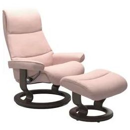 Relaxsessel stressless "View" Sessel Gr. ROHLEDER Stoff Q2 FARON, Cross Base Wenge, Relaxfunktion-Drehfunktion-PlusTMSystem-Gleitsystem, B/H/T: 91cm x 109cm x 83cm, pink (light q2 faron) mit Classic Base, Größe L,Gestell Wenge