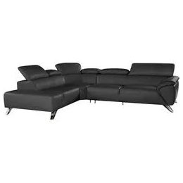 Ecksofa NICOLETTI HOME Sofas Gr. B/H/T: 285cm x 72cm x 227cm, Leder TOUCH, Ottomane links, schwarz (nero) Breite 285cm, mit verstellbarer Kopfstütze, Ottomane links oder rechts