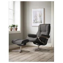 Relaxsessel stressless "Mayfair" Sessel Gr. Leder PALOMA, Cross Base Schwarz, Relaxfunktion-Drehfunktion-PlusTMSystem-Gleitsystem-BalanceAdaptTM, B/H/T: 92cm x 103cm x 79cm, grau (rock paloma) mit Hocker, Cross Base, Größe S, M & L, Holzakzent Schwarz