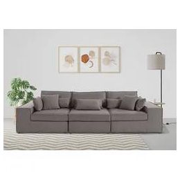 3-Sitzer RAUM.ID "Florid" Sofas Gr. B/H/T: 280cm x 75cm x 100cm, Struktur, grau (taupe) 3 Teile, bestehend aus Modulen, viele Bezugsqualitäten, auch in Cord