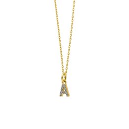 Paul Valentine Sparkling Letter Necklace 14K Gold Plated