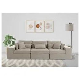 3-Sitzer RAUM.ID "Florid" Sofas Gr. B/H/T: 280cm x 75cm x 100cm, Struktur (recyceltes Polyester), grau (taupe) 3 Teile, bestehend aus Modulen, viele Bezugsqualitäten, auch in Cord