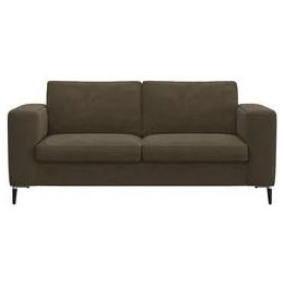 2-Sitzer FLEXLUX "Fiore" Sofas Gr. B/H/T: 164 cm x 85 cm x 92 cm, Lederoptik, braun (camel brown) breite Armlehnen, Kaltschaum, Füße Alu+schwarz