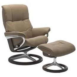 Relaxsessel stressless "Mayfair" Sessel Gr. Leder PALOMA, Signature Base Wenge, Relaxfunktion-Drehfunktion-PlusTMSystem-Gleitsystem-BalanceAdaptTM, B/H/T: 92cm x 103cm x 79cm, braun (almond paloma) mit Hocker, Signature Base, Größe S, M & L, Gestell Wenge