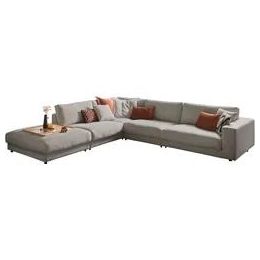 Ecksofa 3C Candy "Enisa II L-Form" Sofas Gr. B/H/T: 365cm x 86cm x 322cm, Easy care, langer Schenkel rechts, grau (light, grau) incl. 3 Flatterkissen, wahlweise mit Flecken-Schutz-Bezug Easy care