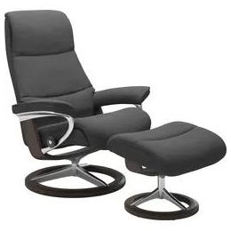 Relaxsessel stressless "View" Sessel Gr. ROHLEDER Stoff Q2 FARON, Cross Base Wenge, Relaxfunktion-Drehfunktion-PlusTMSystem-Gleitsystem-BalanceAdaptTM, B/H/T: 82cm x 109cm x 81cm, grau (dunkelgrau q2 faron) mit Signature Base, Größe M,Gestell Wenge