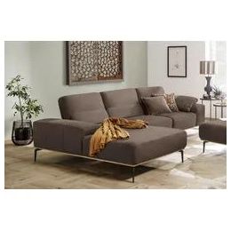 Ecksofa W.Schillig "run, Designsofa mit tollem Sitzkomfort, bequem, L-Form", braun (chocolate w82), B:319cm H:88cm T:178cm, Longlife Xtra-Leder Z73: Naturwalkleder der Luxusklasse aus den erlesensten Rohhäuten. Hautstärke 1, 1 u2013 1, 3 mm, ROHLEDER Jacquard-Flachgewebe Q2 W60 (63% Polyester, 37% Polyacryl), ROHLEDER Chenille-Flachgewebe Q2 W77 (68% Polyacryl, 32% Polyester), Stoff S37 (100% Poly