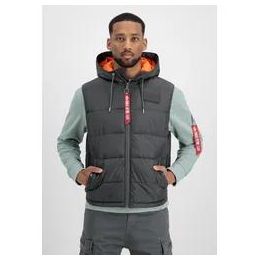 Blouson Alpha Industries "Alpha Industries Men - Vests Hooded Puffer Vest FD" Gr. M, grau (grauschwarz) Herren Jacken