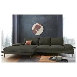 Ecksofa W.Schillig "enjoy&MORE" Sofas Gr. B/H/T: 340cm x 87cm x 185cm, Chenille-Flachgewebe R66, Recamiere links, mit Kopfteilverstellung-mit Armlehnenverstellung-mit Sitztiefenverstellung, grün (hunter r66) Sitztiefenverstellung, Füße bronze pulverbeschichtet, Breite 340 cm