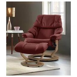 Relaxsessel stressless "Reno" Sessel Gr. Leder PALOMA, Classic Base Eiche, Relaxfunktion-Drehfunktion-PlusTMSystem-Gleitsystem, B/H/T: 75cm x 96cm x 75cm, rot (cherry paloma) mit Classic Base, Größe S, M & L, Gestell Eiche