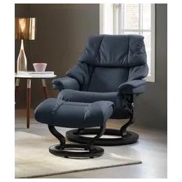 Relaxsessel stressless "Reno" Sessel Gr. Leder PALOMA, Classic Base Schwarz-M, Relaxfunktion-Drehfunktion-PlusTMSystem-Gleitsystem, B/H/T: 79cm x 98cm x 75cm, blau (oxford blue paloma) mit Classic Base, Größe S, M & L, Gestell Schwarz